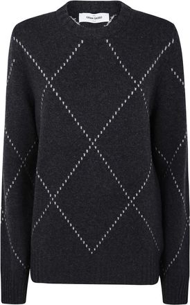 Gran Sasso Homme, Pulls, Gris, Taille: 2XL Pull ras du cou &agrave; motif losanges