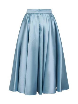 Blanca Vita Womens Powder Blue Satin Geky Full Midi Skirt Light Polyester