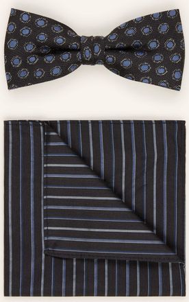 Monti Monti Set: Fliege Mit Einstecktuch Aus Seide schwarz