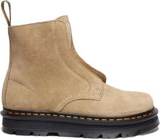 Dr. Martens Bottines Chelsea en daim, couleur sable, semelle r&eacute;sistante avec coutures jaunes, style d&eacute;contract&eacute;, beige, 43 EU