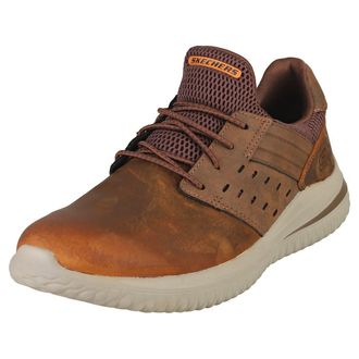 Skechers Herren Delson 3.0 Ezra Sneaker, Dark Brown Leather W Mesh, 41.5 EU