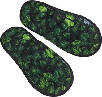Generic Motif De Plante Verte &Agrave; Feuillage Luxuriant Pantoufles Moelleuses Plates Pantoufles En Peluche L&eacute;g&egrave;res Slippers Pour Chambre Homme Ext&eacute;rieur L