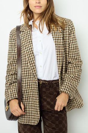 Gerard Darel Veste large &agrave; carreaux - MANUELLE - Paille