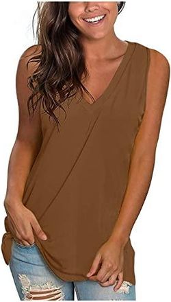 Generic Lot de 1/2 gilets de course &agrave; pied &agrave; col en V pour femme - Sans manches - Haut de sport respirant - D&eacute;bardeurs de plage solides, Kaki 3., XXL