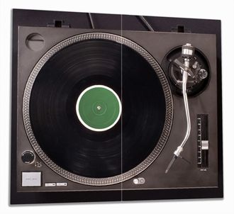 Wallario Herdabdeckplatte/Spritzschutz aus Glas, 2-teilig, 60x52cm mit 13mm hohen F&uuml;&szlig;en, f&uuml;r Ceran- und Induktionsherde, Plattenspieler von Oben