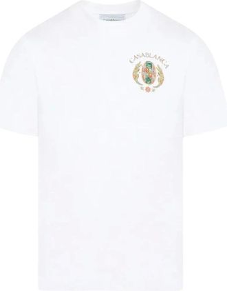 Casablanca Homme, Tops, Blanc, Taille: L T-shirt en coton blanc imprim&eacute;