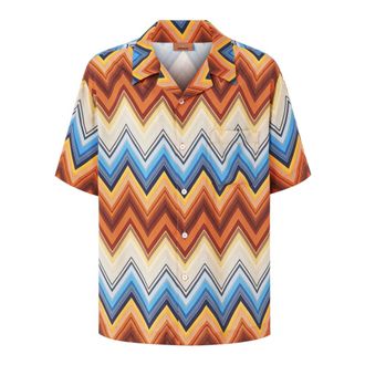 Missoni Homme, Chemises, Multicolore, Taille: XL Chemise de Bowling Orange Zig Zag en Viscose