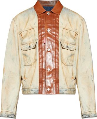 Dsquared2 Homme, Vestes, Beige, Taille: L Veste en jean avec garniture en cuir