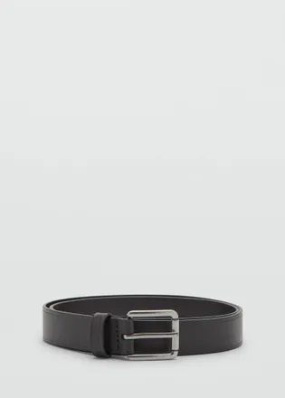Mango Ceinture en cuir &agrave; boucle carr&eacute;e marron - Homme - 100 - MANGO MAN