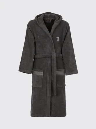 Trussardi Kapuzen-Bademantel aus Baumwollfrottee mit kontrastierendem Logostick