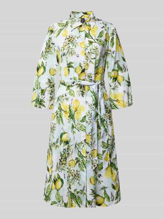 Marc Cain Hemdblusenkleid im Allover-Look mit Bindeg&uuml;rtel