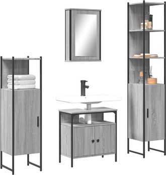 vidaXL Vidaxl - Ensemble de meubles de salle de bain 4 pcs Sonoma gris