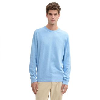 Tom Tailor Herren 1039810 Strickpullover mit Crewneck, 37092-Sky Blue Dark Melange, XL