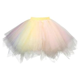 Generic Sizoer Jupe Longue Femme Carnaval A-Ligne Duveteux Jupes Tutu Taille Haute Pliss&eacute;e Maxi Jupe en Tulle Festive Party Ballet Basique Dress Costume Bicol