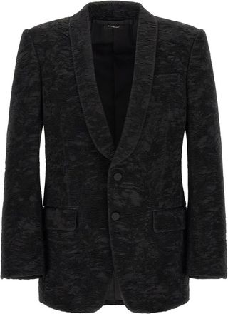 Tom Ford Veste Colbert en soie pliss&eacute;e fa&ccedil;on astrakan - Homme - Costumes - Noir - Taille: L