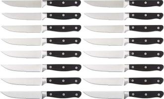 Amazon Basics 8St&uuml;ck Messerset, Schwarz/Rostfreier Stahl (Packung mit 2)