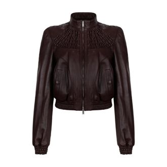 Alexander McQueen Leder Bomberjacke - - Jackets - Damen - Rot - S