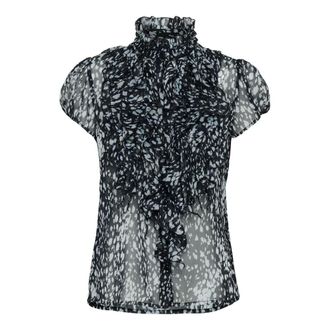 Saint Tropez LiljaSZ Crinkle SS Shirt - Femme - Blouses et Chemises - Noir - Taille: 36 FR