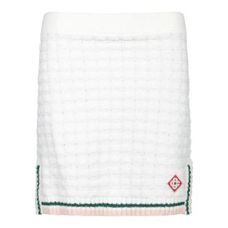 Casablanca Femme, Jupes, Blanc, Taille: 40 FR Mini Jupe Blanche en Boucl&eacute; avec Ourlet Ray&eacute;