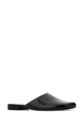 The Row Womens Black Leather Penelope Slippers Flat Shoes