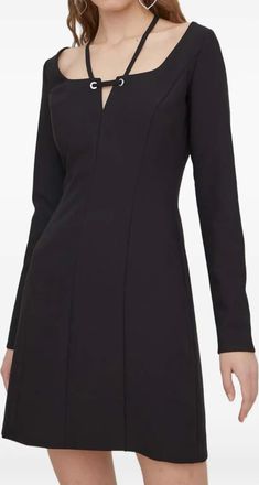 HUGO BOSS robe courte à encolure carrée - Noir