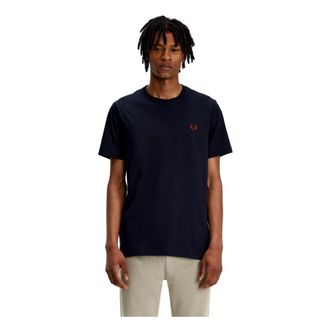 Fred Perry Klassisches Baumwoll-T-Shirt mit Rundhalsausschnitt - - Tops - Herren - Blau - M