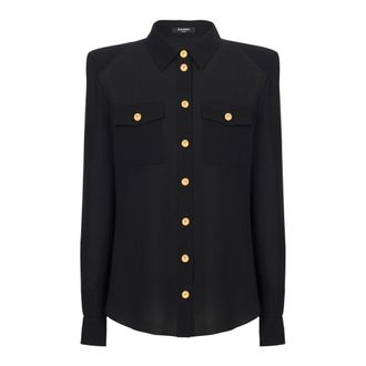 Balmain Sheer Silk Shirt - - Blouses & Shirts - Damen - Schwarzk - 2XS