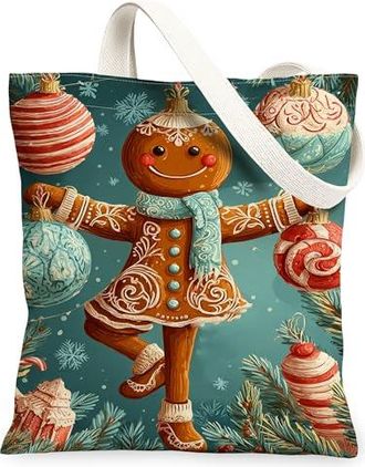 Generic Sacs fourre-tout fantaisistes en toile de pain d&eacute;pices, motif vacances vintage, sacs d&eacute;picerie r&eacute;utilisables, l&eacute;gers et lavables en toile pour le shop