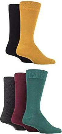 SockShop Hommes Chaussettes en bambou naturel color&eacute; et color&eacute; &agrave; motifs divers mod&egrave;les pour un usage quotidien Taille 40-45 Multipack de 5 - Royales Plaine 40-