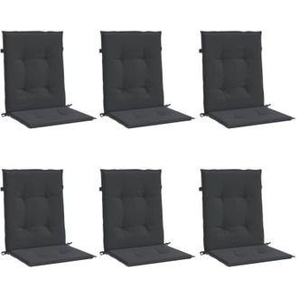 vidaXL Coussins de chaise de jardin &agrave; dossier bas lot de 6 noir - Vidaxl