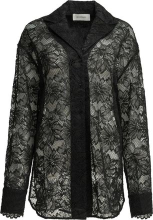 Sportmax Femme, Blouses et Chemises, Noir, Taille: 38 FR Camicia in pizzo floreale rebrod&egrave;