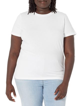 The Drop Damen Courtney kleines Jersey-T-Shirt mit Rundhalsausschnitt und kurzen Ärmeln, Weiß, XXL