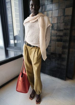 Mango Pantalon bouffant lyocell kaki - Femme - 32 - MANGO