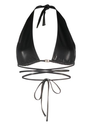 Versace haut de bikini &agrave; d&eacute;tail Greca - Noir