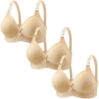 Generic 2 B Ware Femme Sans Armatures Soutiens-Gorge R&eacute;glable Couverture Compl&egrave;te Soutien Bralette Grande Taille Soutien-gorge Quotidien 3, beige, L
