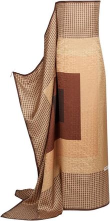 Balmain Langes Schal-Kleid mit Monogramm - - Dresses - Damen - Braun - S