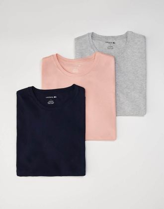 Lacoste 3er-Pack T-Shirts in Marineblau, Grau und Rosa-Bunt
