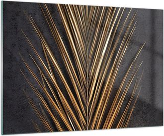 Arttor Bilder auf Glas 100x70cm Glasbild Blatt golden schwarz Groß Wanddeko Bild im Glas Schlafzimmer Küche Deko Wandbilder Dekoration Wohnzimmer Modern Wall