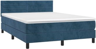 vidaXL Boxspringbett mit Matratze Dunkelblau 140x200 cm Samt Vidaxl