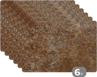 MuchoWow Placemats Platzdeckchen Platzset Tischset 6-teilig Tischdeko Untersetzer 45x30 cm Granit - Design - Struktur - Stein - Braun