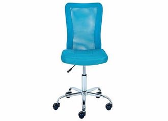 Inter Link SAS Chaise de Bureau pour Enfant - Fauteuil pivotant Ergonomique - Hauteur réglable - Pied en métal chromé - Revêtement en Maille Respirante - Pivotant à 