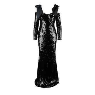 Elisabetta Franchi Femme, Robes, Noir, Taille: 40 FR Abito Lungo Total Paillettes