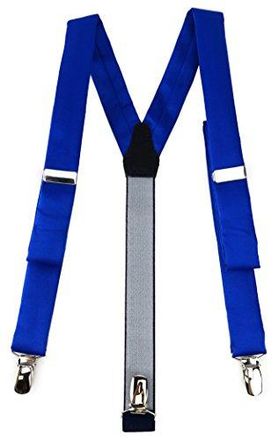 TigerTie Bretelles fines unisexes en forme de Y avec 3 clips extra solides - Uni - Finitions de qualité dans différentes couleurs au choix. - Bleu - Taille Uni