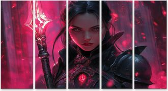 Islandburner Bild auf Leinwand Kriegerin im roten Kristalllicht Bilder Wandbilder Poster