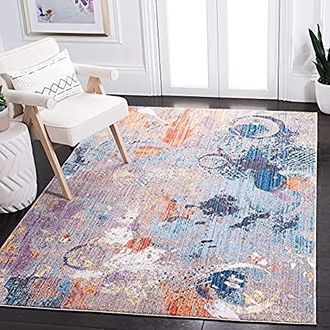Safavieh Traditionell Teppich für Wohnzimmer, Esszimmer, Schlafzimmer - Bristol Collection, Kurzer Flor, Grau und Blau, 183 X 274 cm