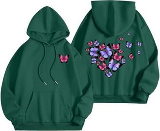 Generic Sweat &agrave; capuche imprim&eacute; tendance pour la Saint-Valentin 2026 (2), vert fonc&eacute;, XXL