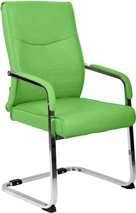 Clp Esszimmerstuhl Hobart, ergonomisch mit Armlehne, gepolstert Kunstleder, Metallgestell stabil, Besucher Konferenzstuhl modern, Farbe:gr&uuml;n, Material:Kun