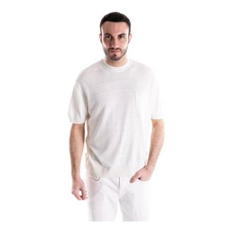 Paolo Pecora Homme, Pulls, Beige, Taille: 2XL T-shirt en soie &agrave; col rond