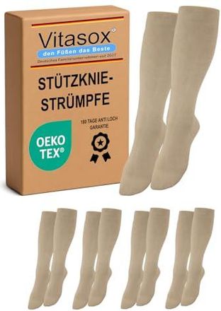 Vitasox 44456 Chaussettes de contention, chaussettes de voyage en coton, unisexe chaussettes de compression 4 paires beiges 35/38