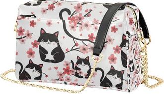 Mnsruu Sacs à bandoulière pour femme, fleurs et chat noir en cuir